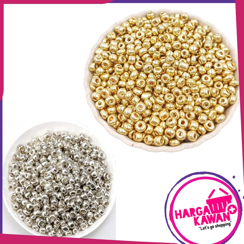 Jual Mote Manik manik Pasir Gold dan Silver ukuran 8/0 berat 10 gr ...