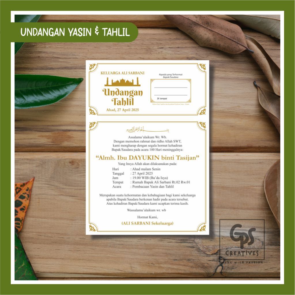 Jual Undangan Yasin & Tahlil HVS Invitation | Shopee Indonesia
