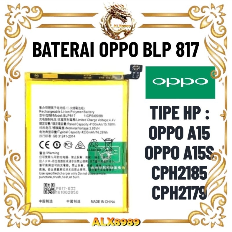 Jual BATERAI BLP817 OPPO A15 - OPPO A15S - CPH2185 - CPH2179 4100MAH ...