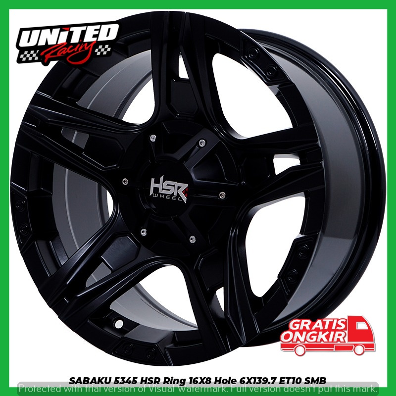 Jual VELG MOBIL RACING RING 16 SABAKU HSR R16X8 H6X139,7 ET10 BLACK | Shopee Indonesia
