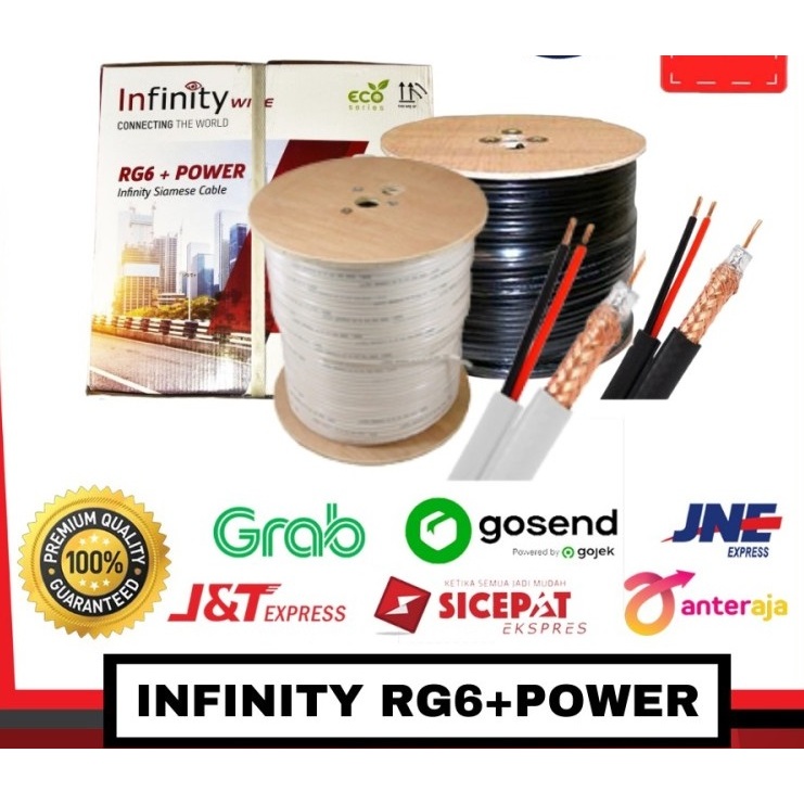 Jual Kabel CCTV Infinity Coaxial RG6 + POWER Hitam Black RG 6 1 Roll ...