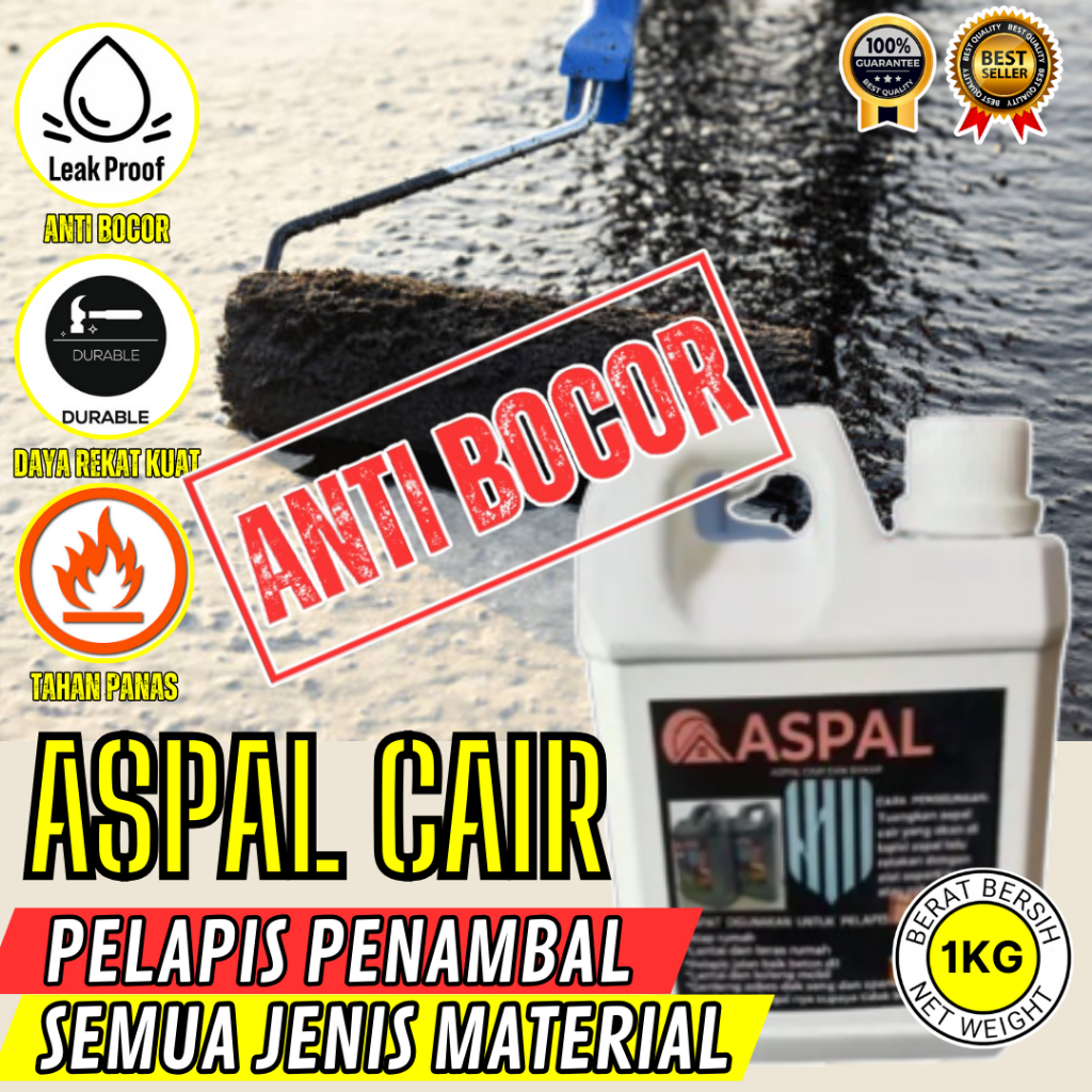 Jual Penambal Anti Bocor Kolam Ikan Tahan Hujan Aspal Cair 1 Kg Paint ...