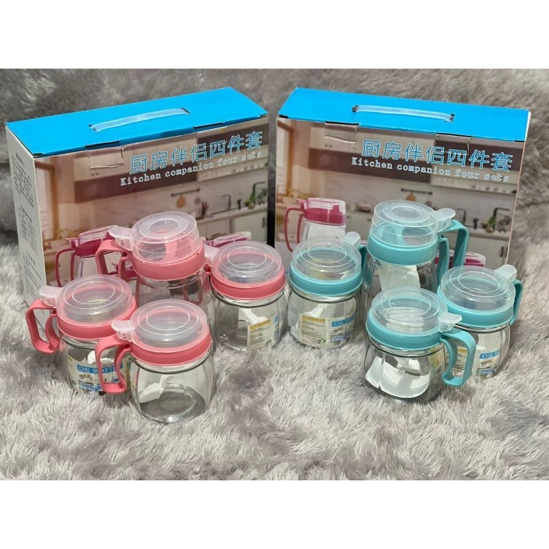 Jual KITCHEN JAR SET 4 / TEMPAT BUMBU DAPUR SET DAN MINYAK SET ISI 4 ...