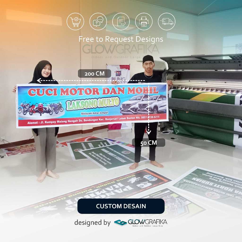 Jual Banner Spanduk Cuci Motor dan Mobil Reques Desain A | Shopee Indonesia