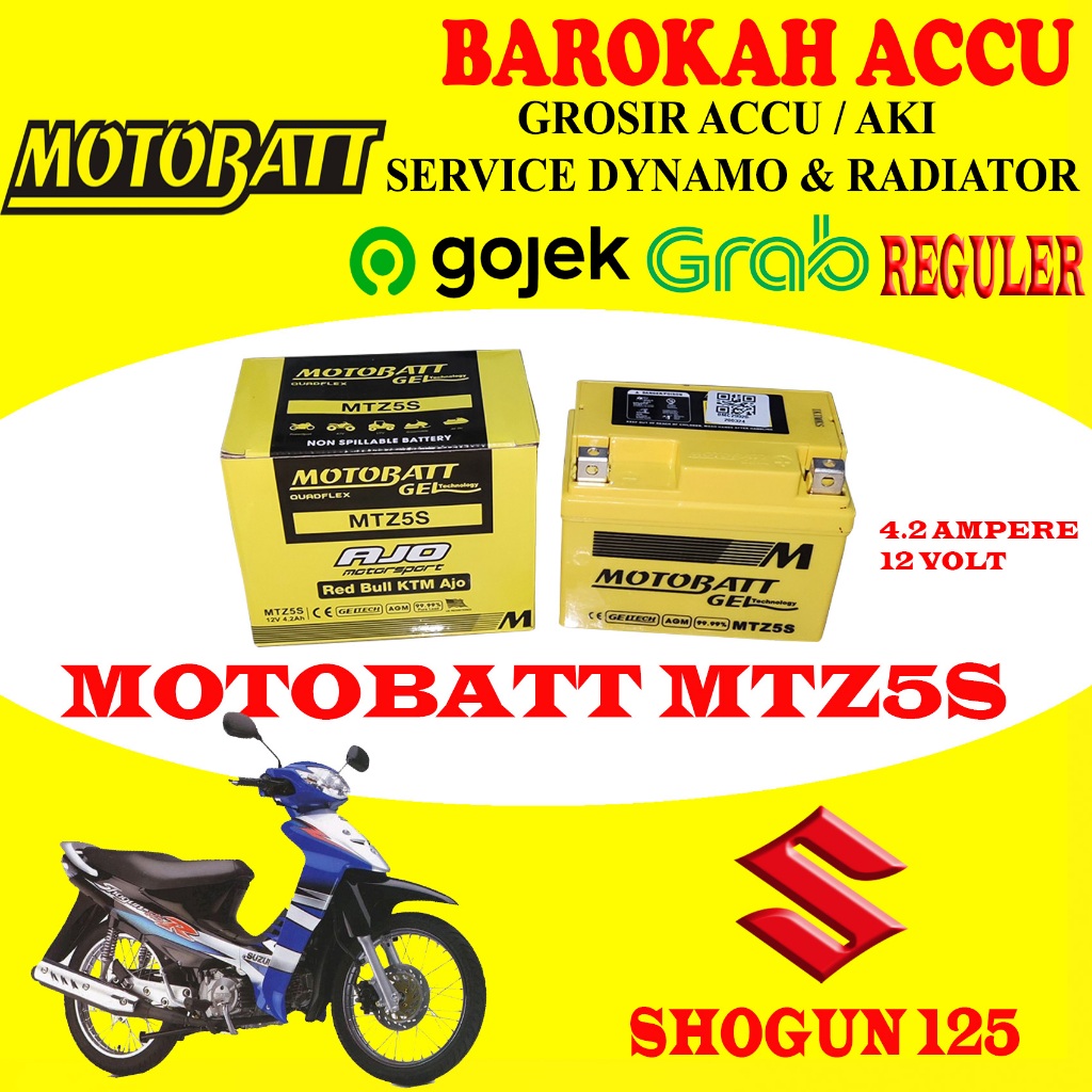 Jual AKI MOTOR SUZUKI SHOGUN 125 MOTOBATT MTZ5S , 4.2 AH | Shopee Indonesia
