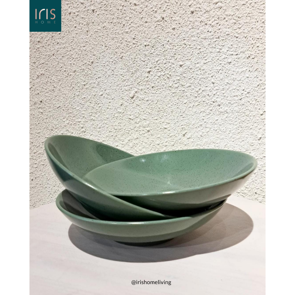 Jual (Green Bowl) Mangkok Makan/Mangkok Pipih/Mangkok Saji Unik/Mangkok ...