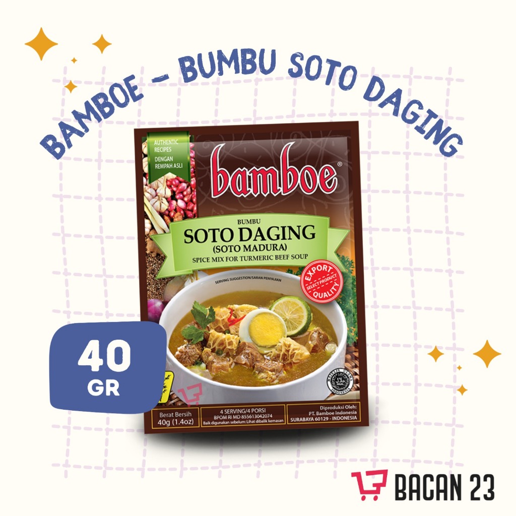 Jual Bamboe Bumbu Instan Soto Daging (40 Gr) / Bumbu Dapur Instan ...