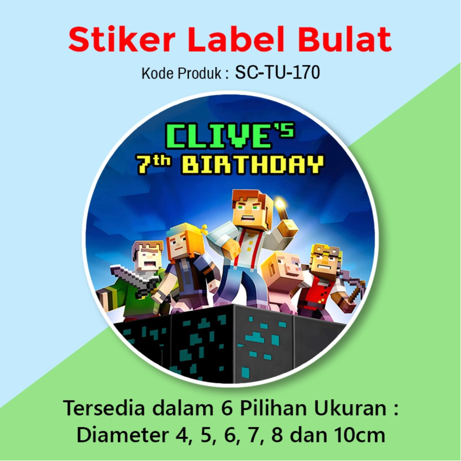Jual STIKER ULANG TAHUN ANAK MINECRAFT STICKER LABEL TUMPENG MINI BOX ...