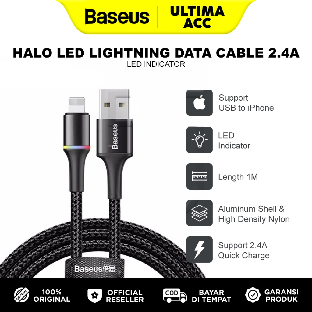 Jual BASEUS Charger iPhone Original Kabel Data iP Lightning Cable Fast ...