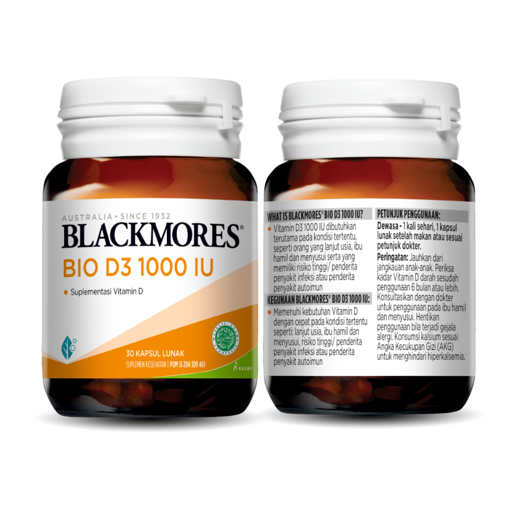 Jual Blackmores Bio D3 1000 IU isi 30 Kapsul / Suplemen Vitamin D Dewasa | Shopee Indonesia