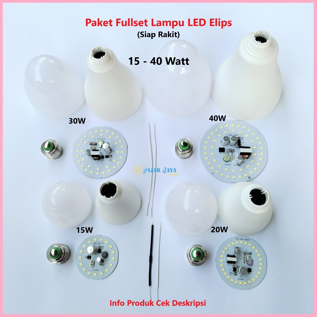 Jual Paket Lampu Led BM Elips Full Set Siap Rakit 15 20 30 40 Watt ...