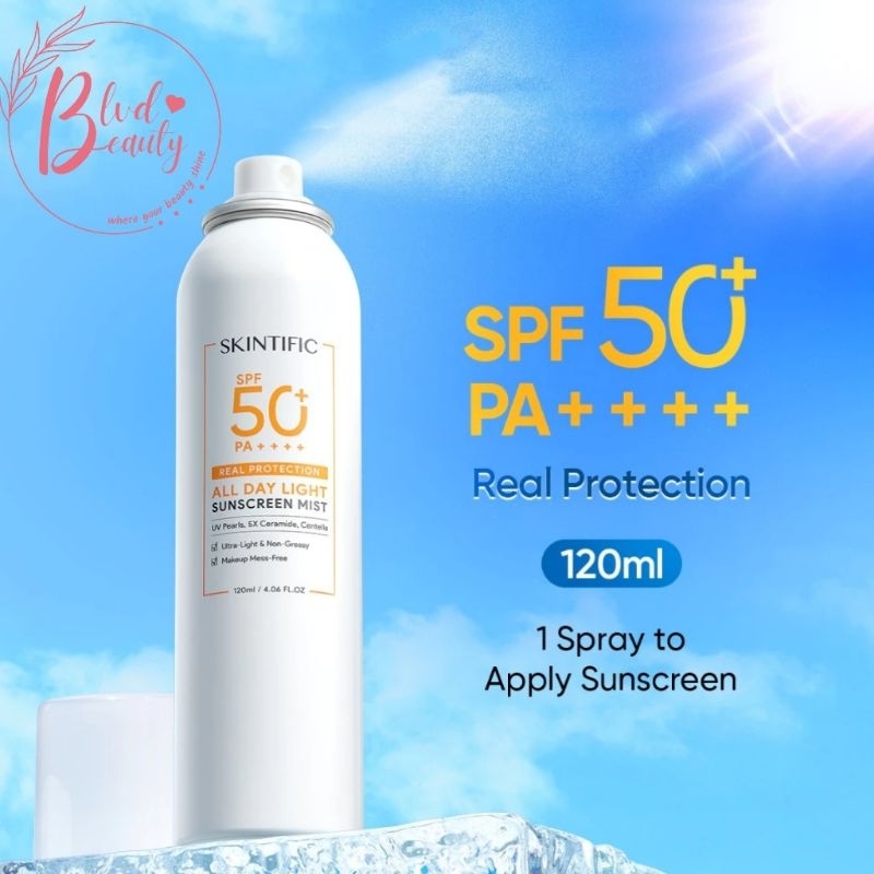 Jual [BPOM] SKINTIFIC All Day Light Sunscreen Spray Mist SPF 50 PA++++ 120ml | Shopee Indonesia