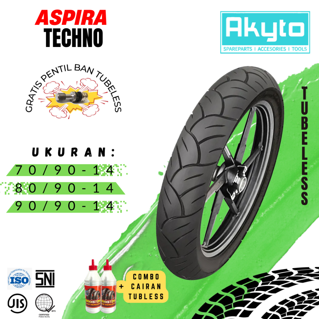 Jual BAN ASPIRA TECHNO / BAN TUBELESS / BAN MOTOR RING 14 / BAN R14 ...