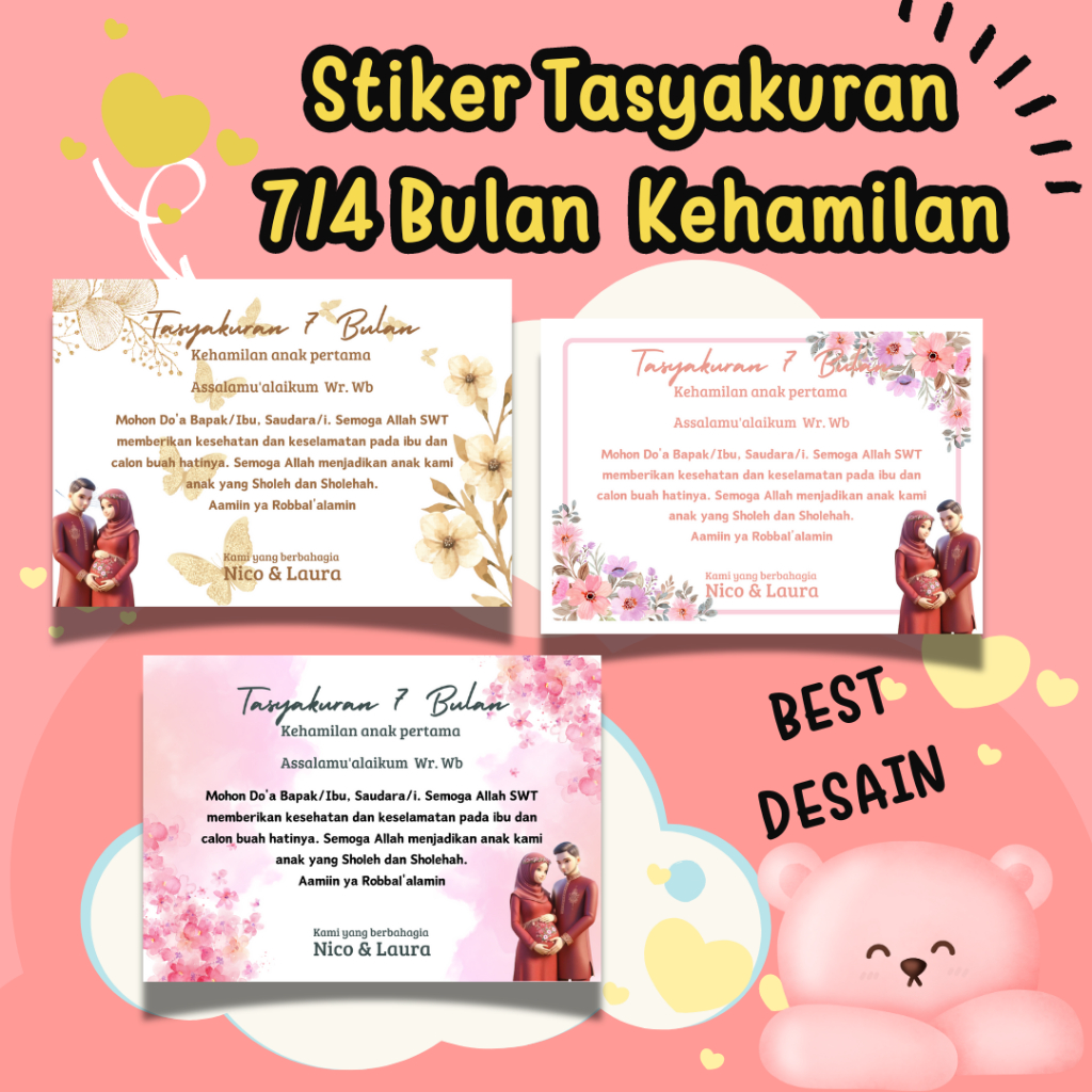 Jual P6 Kartu/Stiker Tasyakuran 7 bulan/stiker hamil 4 bulan/kehamilan ...