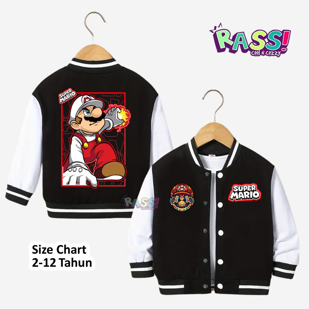 Jual RASS KIDS SUPER MARIO BROS JACKET BASBALL DISTRO ANAK UMUR 2-12 ...