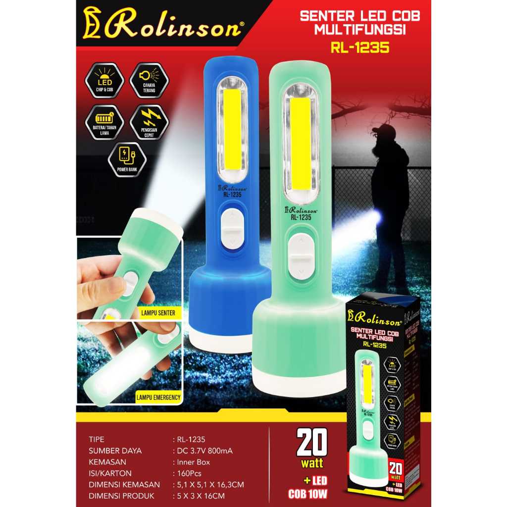 Jual Senter Emergency Rolinson RL-1234 RL-1235 10W Multifungsion LED ...