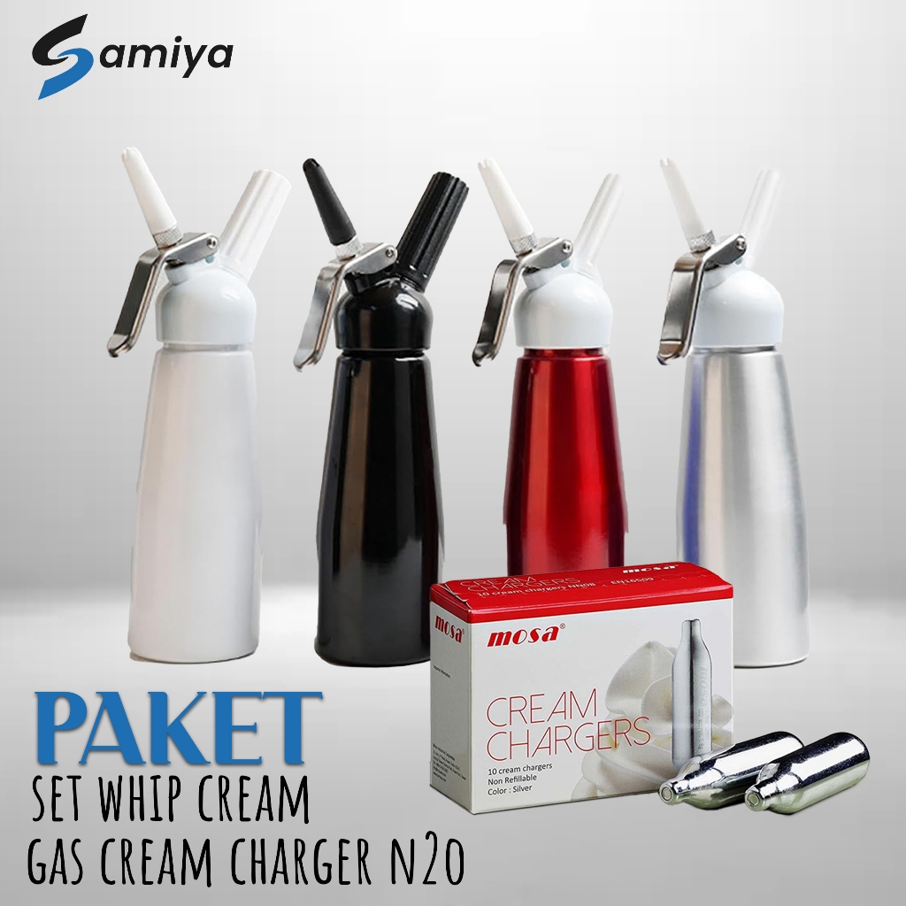 Jual paket whip cream + gas charger n2o / whipped foam maker set ...