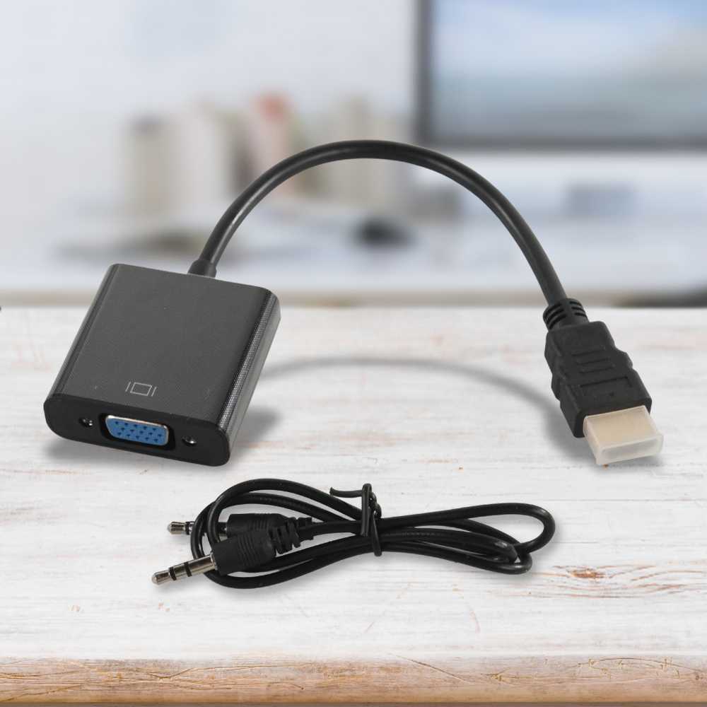 Jual Konverter kabel Laptop pc to monitor HDMI TO VGA with AUDIO Sound Aktif Converter ADAPTER ...