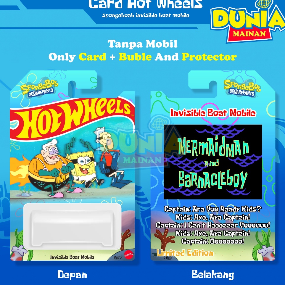 Jual ART U7N6 Custom Card Hotwheels Spongebob Squarpants Free Protector ...