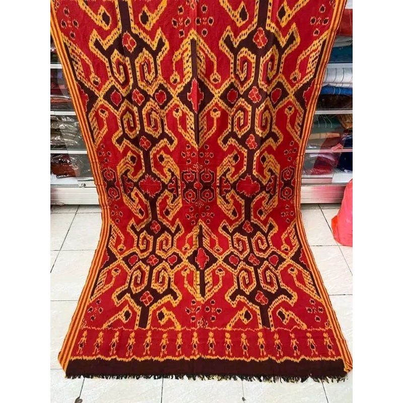 Jual kain tenun blanket motif toraja warna merah gold - kain tenun ikat ...