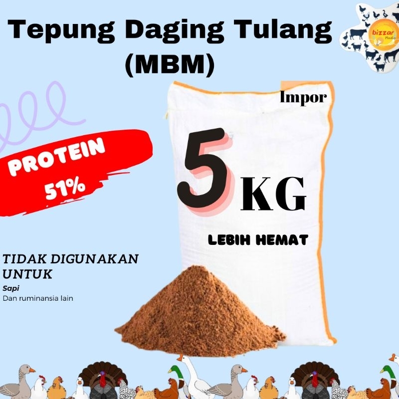 Jual MBM 5kg Tepung Daging Tulang Meat Bone meal Protein Tinggi Sebagai ...