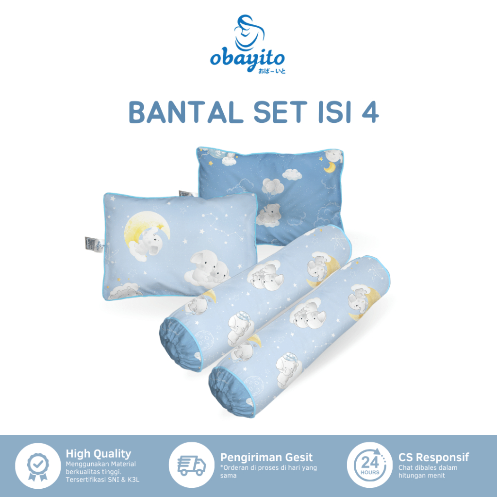 Jual Obayito Bantal Baby ( Bayi ) Set isi 4 Bahan Katun Satin Jepang ...