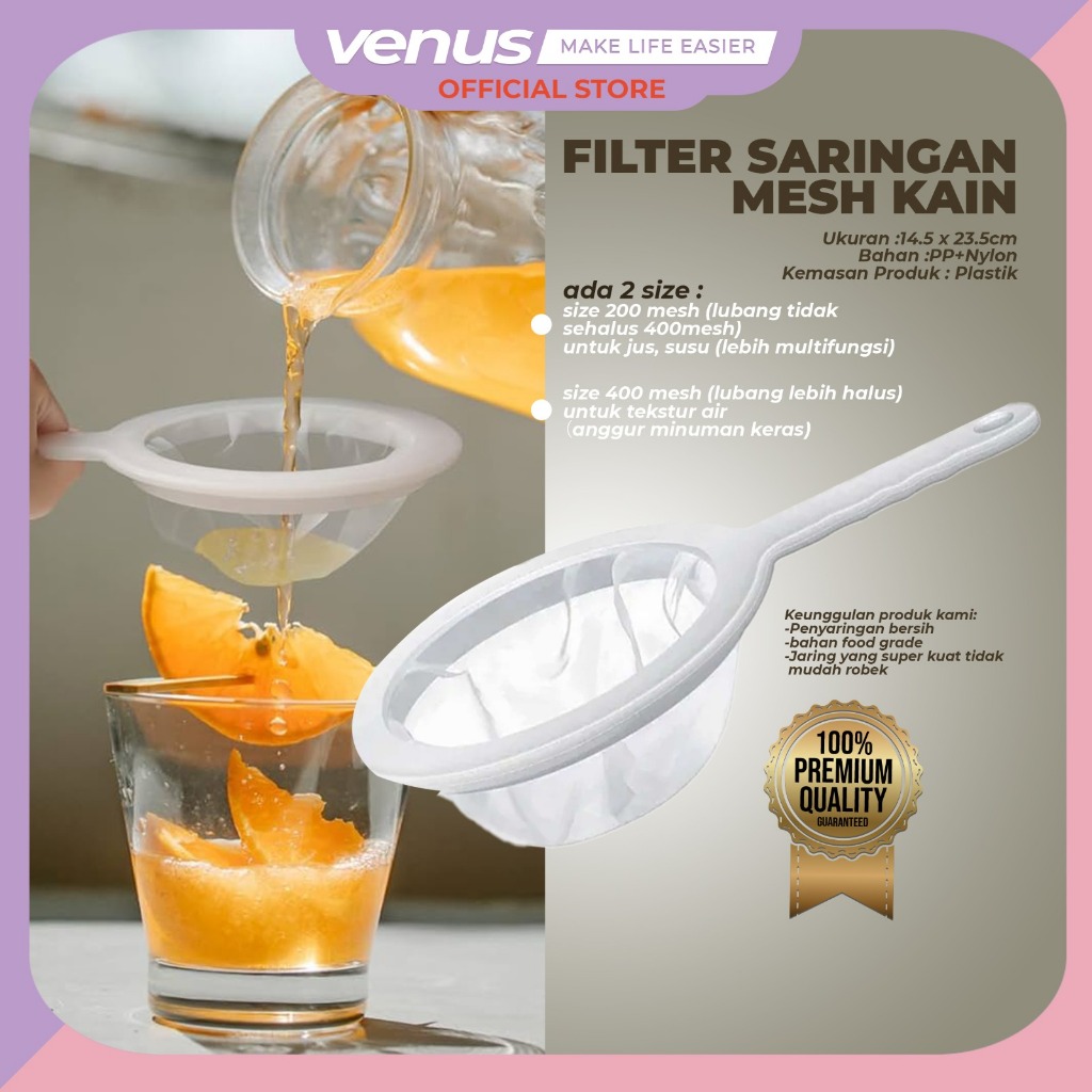 Jual Filter Saringan Mesh Kain Nylon 200/400 Mesh Penyaring Kopi Susu Kacang Kedelai Pudding Teh ...