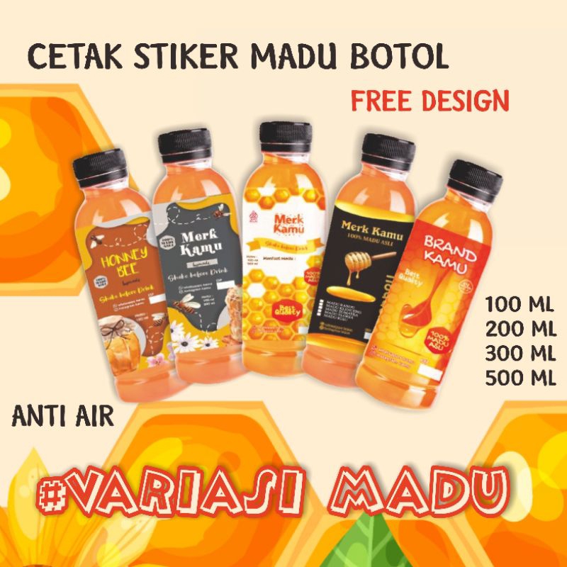Jual STIKER MADU / STIKER LABEL MADU / MADU ASLI, HONEY 100ml, 250ml ...