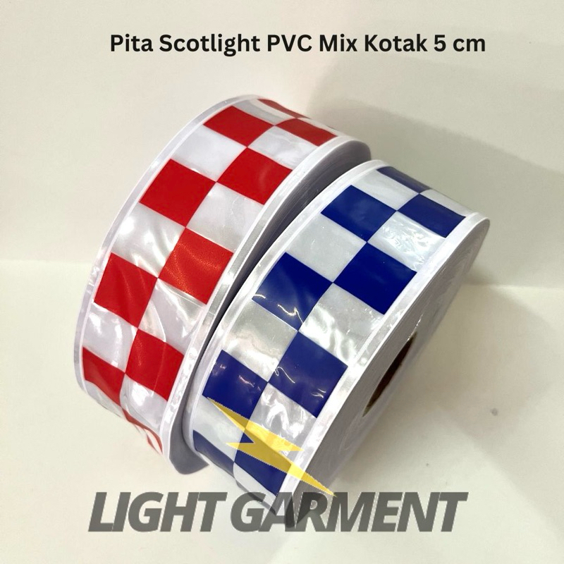 Jual Pita Scotchlite Skotlet Reflektor PVC Motif Mix Kotak Biru Merah ...