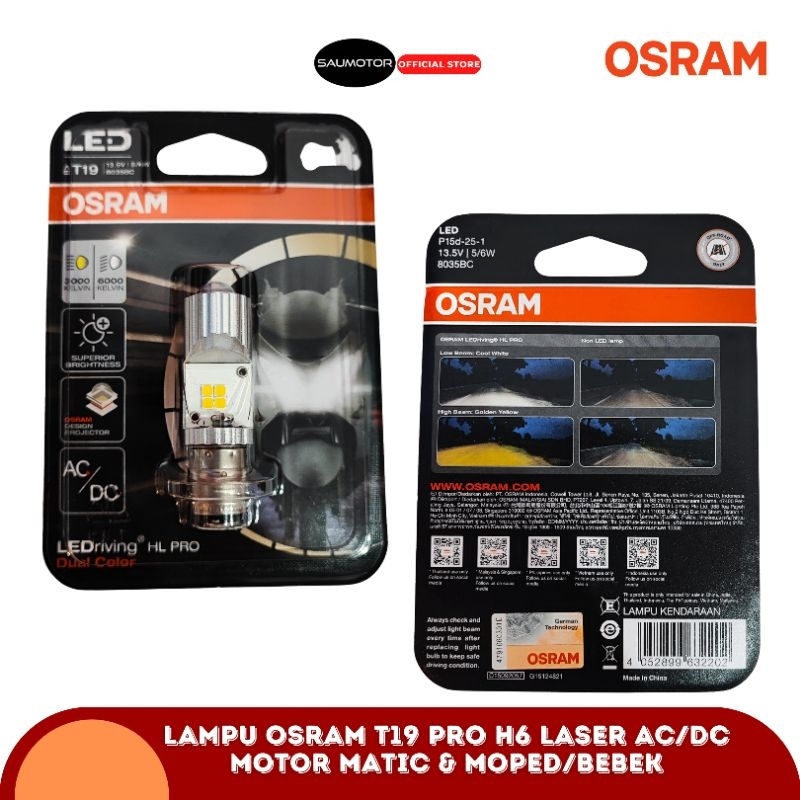 Jual Osram Lampu LED motor T19 PRO Dua warna Bohlam H6 motor bebek matic 8035BC | Shopee Indonesia