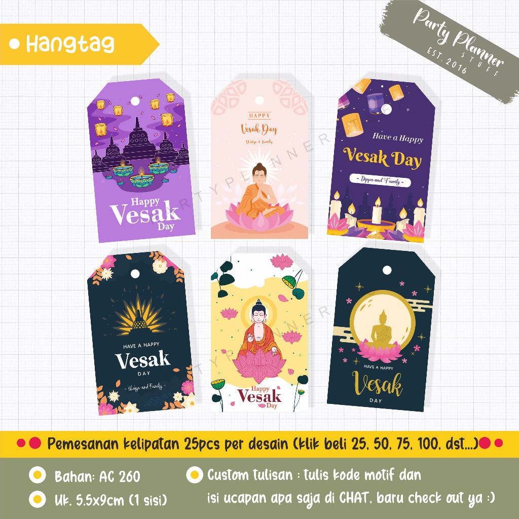 Jual Hang tag waisak hangtag ucapan happy vesak day label hampers ...