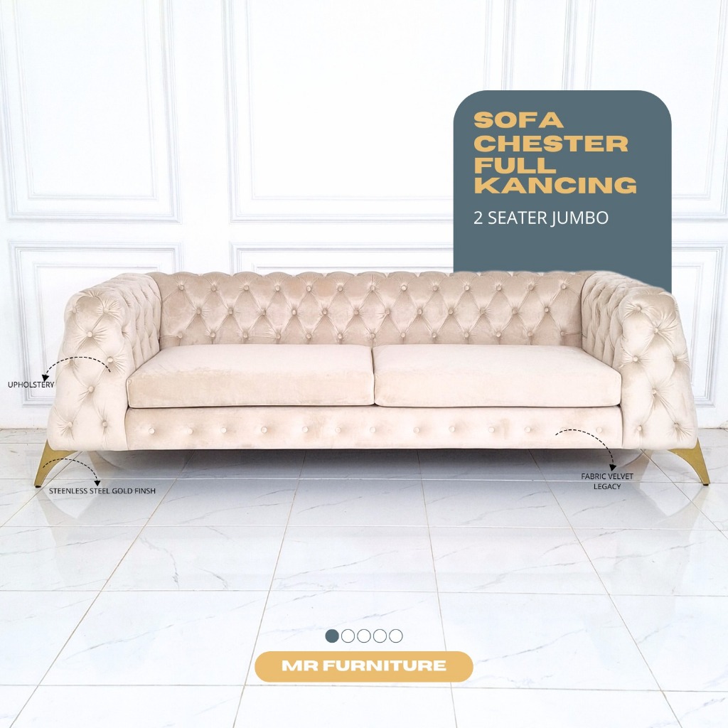 Jual Sofa kancing panjang 250 cm kaki stainles gold | Shopee Indonesia