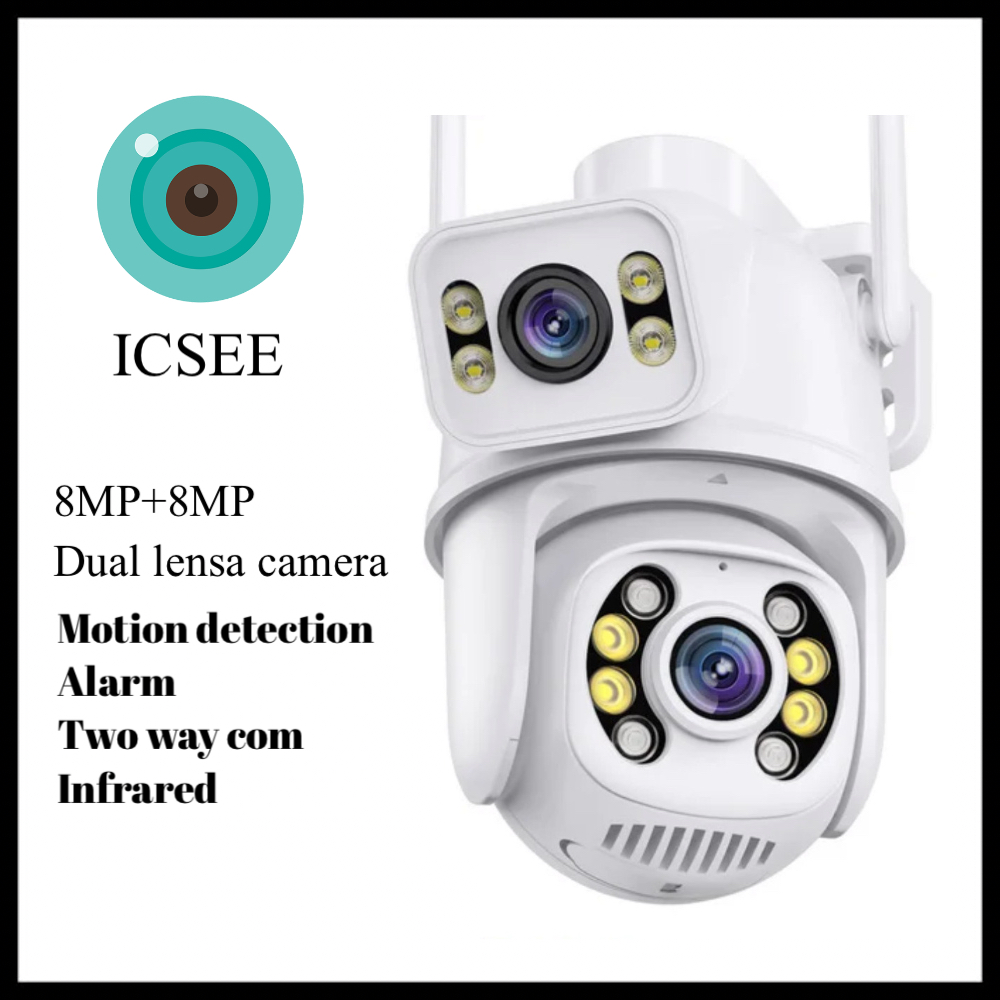 Jual ICSEE Aplikasi Ipcam cctv kamera Home CCTV Dual Lensa Outdoor 2 ...