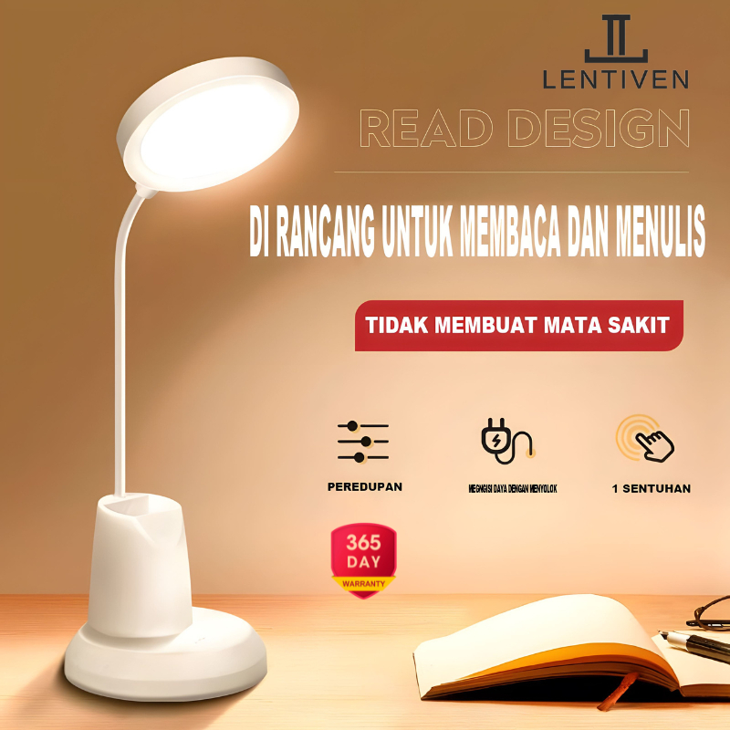 Jual LENTIVEN Lampu Baca LED Portable Meja Belajar Tricolour Sentuh 3 ...