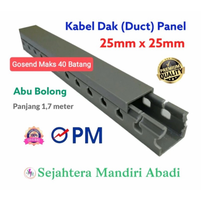 Jual Kabel Dak 25x25 Wiring Duct PM 25x25mm WD Abu Bolong 1,7 Meter ...