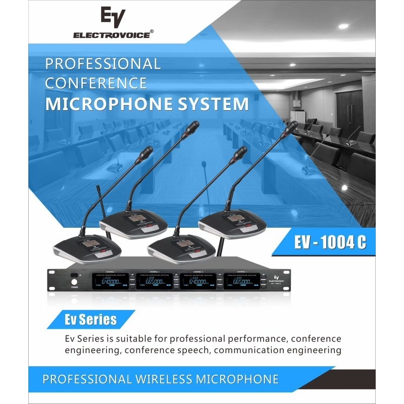 Jual mic wireless podium conference elektro-voice EV 1004C isi 4 mic ...