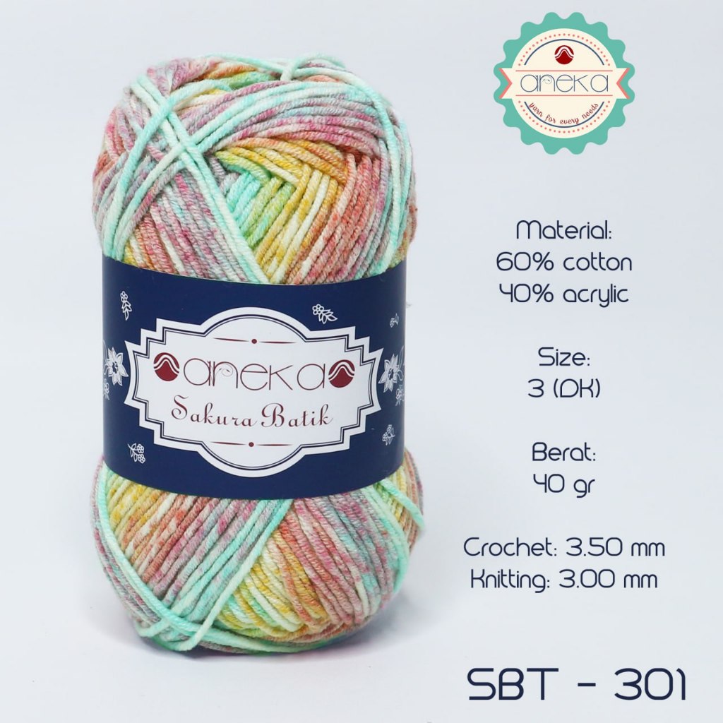 Jual ANEKA - Benang Rajut Katun Batik / Sakura Batik Yarn - 301 ...