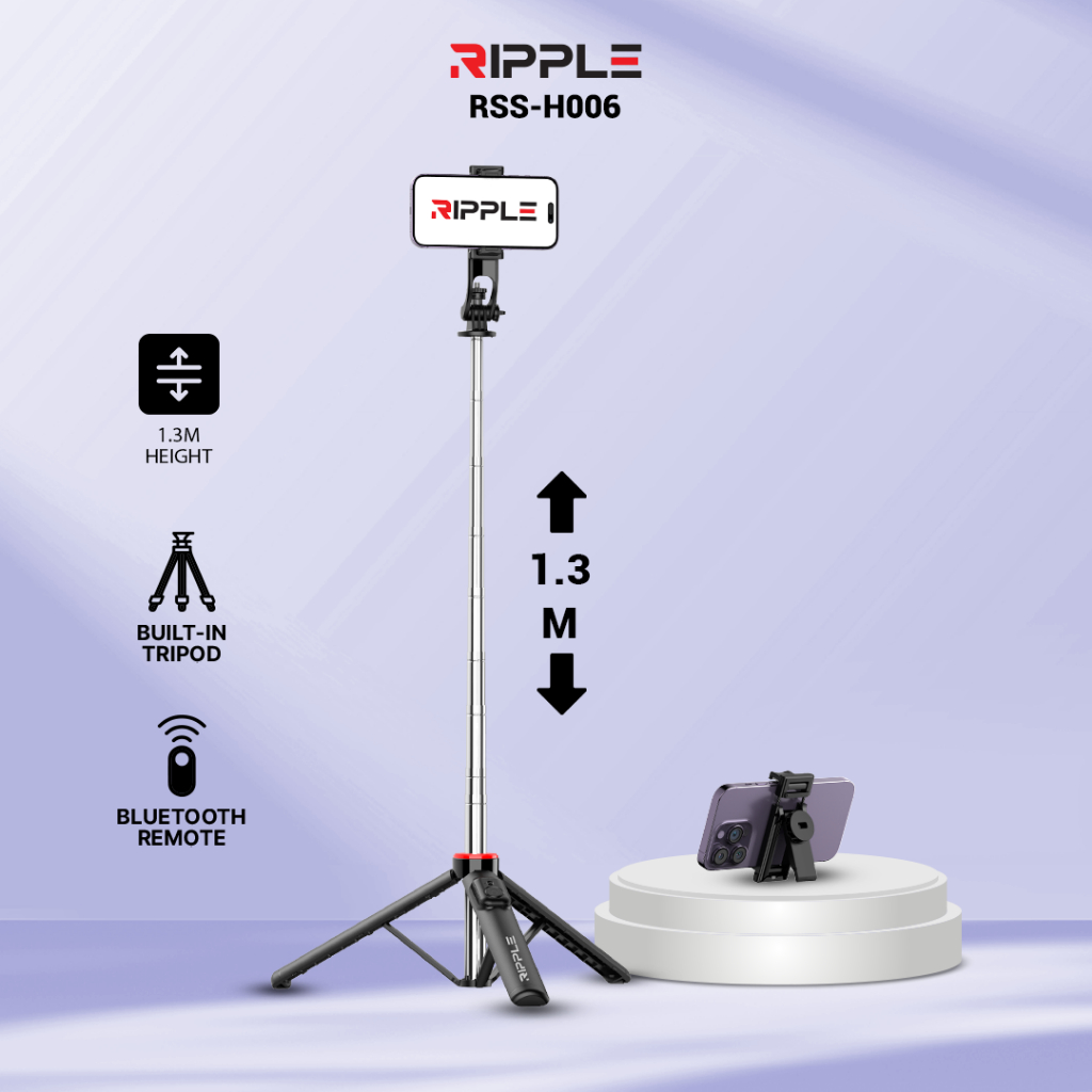 Jual RIPPLE Selfie Stick RSS H006 Mini Tongsis Bluetooth Detachable ...