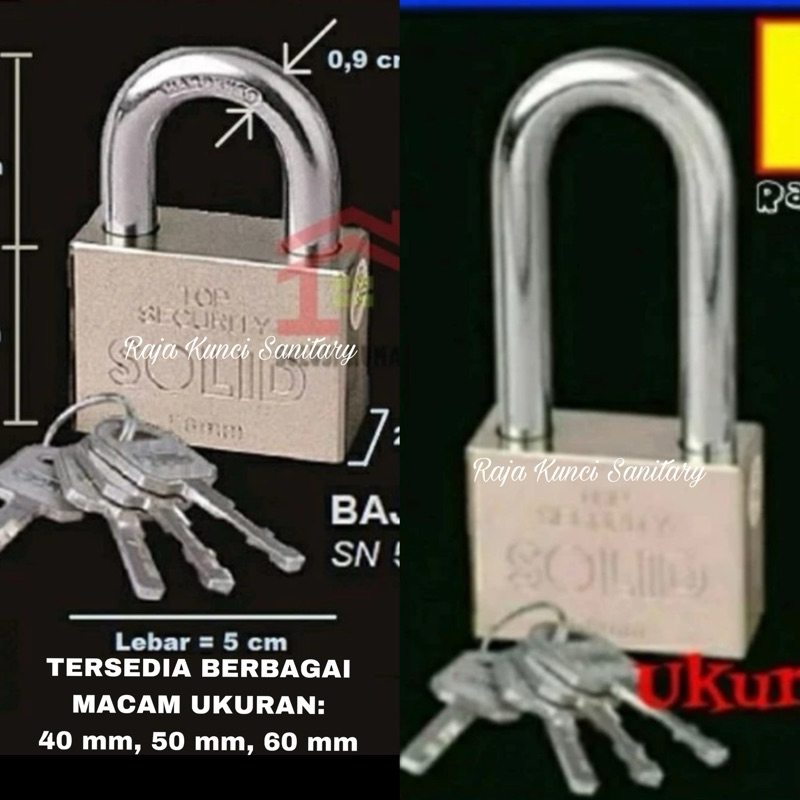 Jual Gembok Solid 809/ 809L/ 40 mm/ 50 mm/ 60 mm/ Gembok Motor/Gembok ...