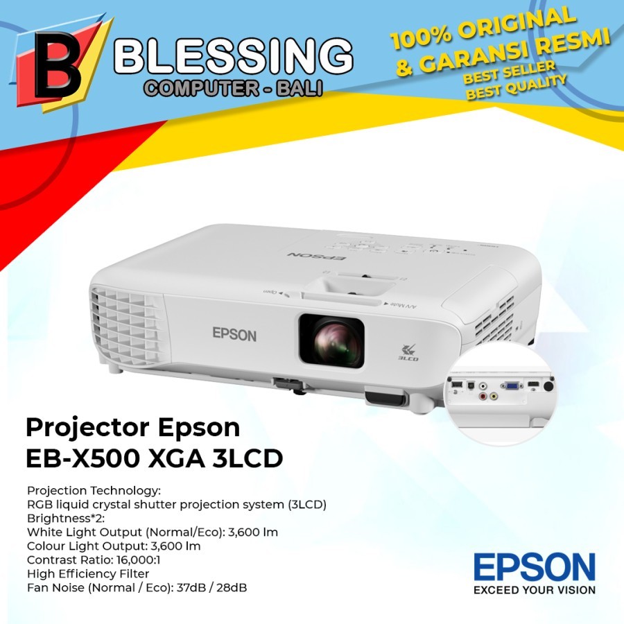 Jual Projector EPSON EB X500 XGA 3LCD 3600 Lumens (USB / VGA / HDMI / RCA) | Shopee Indonesia