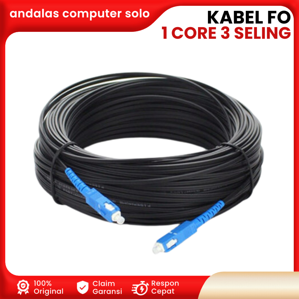 Jual KABEL CABLE FO FIBER OPTIK DROPCORE 1 CORE 3 SLING 50M 80M 100M ...