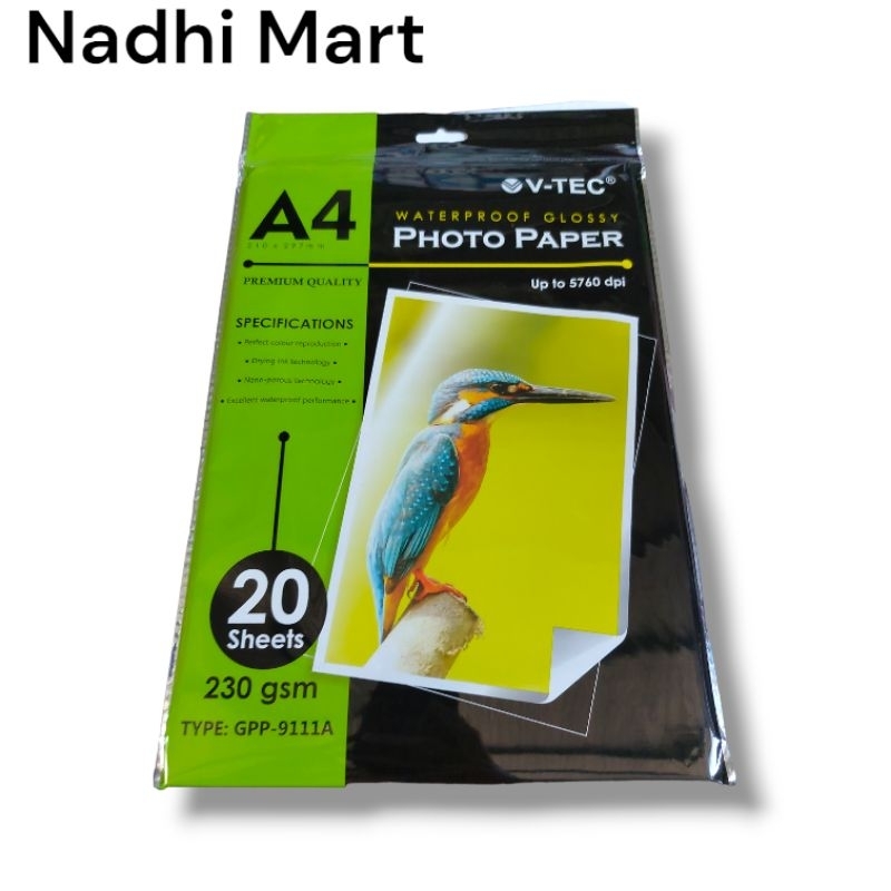 Jual GLOSSY PAPER V-TEC A4 230GR / V-TEC PHOTO PAPER 230GSM A4 ISI 20 ...