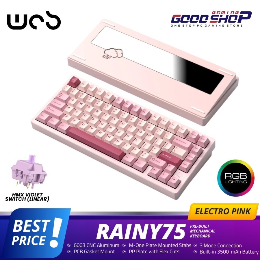 Jual WOBKEY Rainy75 Electro Pink RGB with Mirrored Glass Back ...