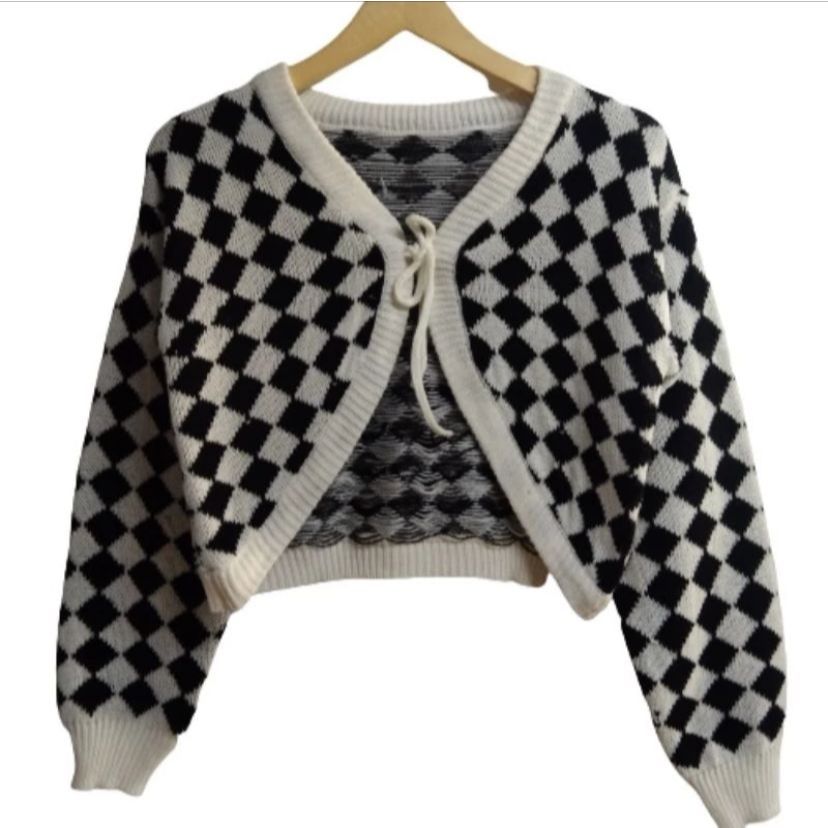 Jual Switer Rajut Crop Kotak Tali/Cardi Crop Ketupat/Balero Motif Sido ...