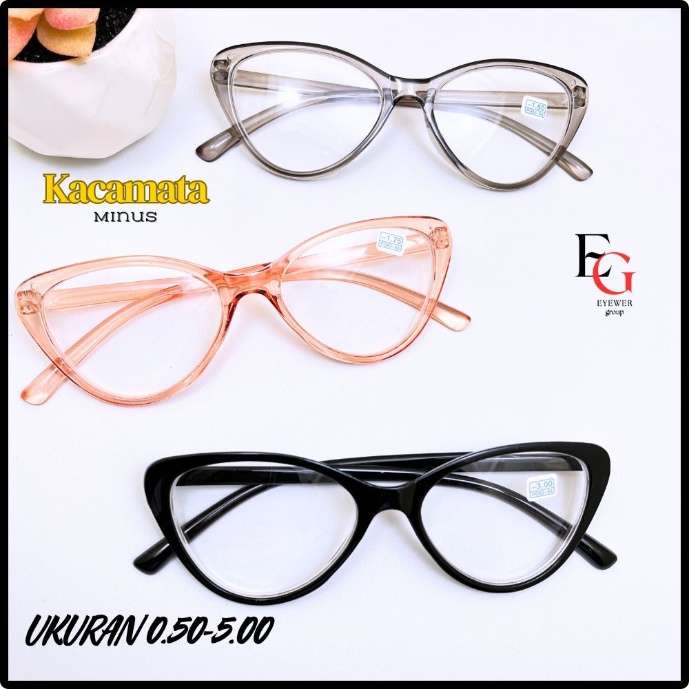 Jual NEW-Kacamata Lensa Minus Wanita Model Cat Eye Minus Jarak Jauh 0. ...