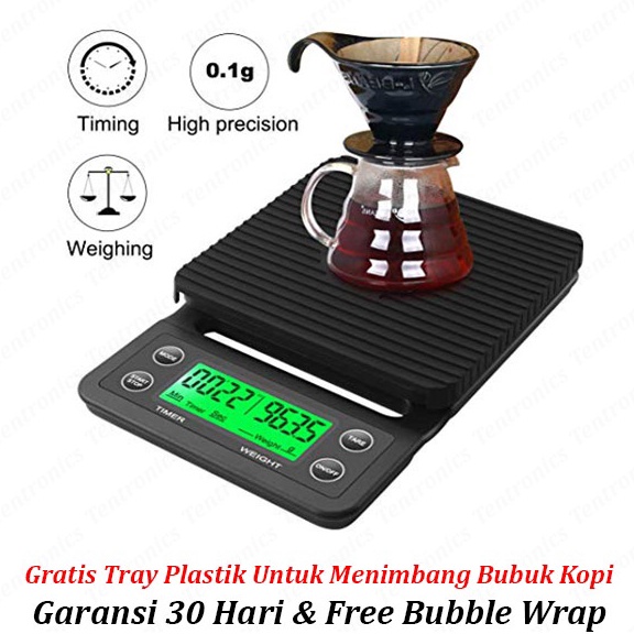 Jual Timbangan Kopi 5KG 1GR Digital Timer V6 Drip Coffee Scale 1 GR drl ...