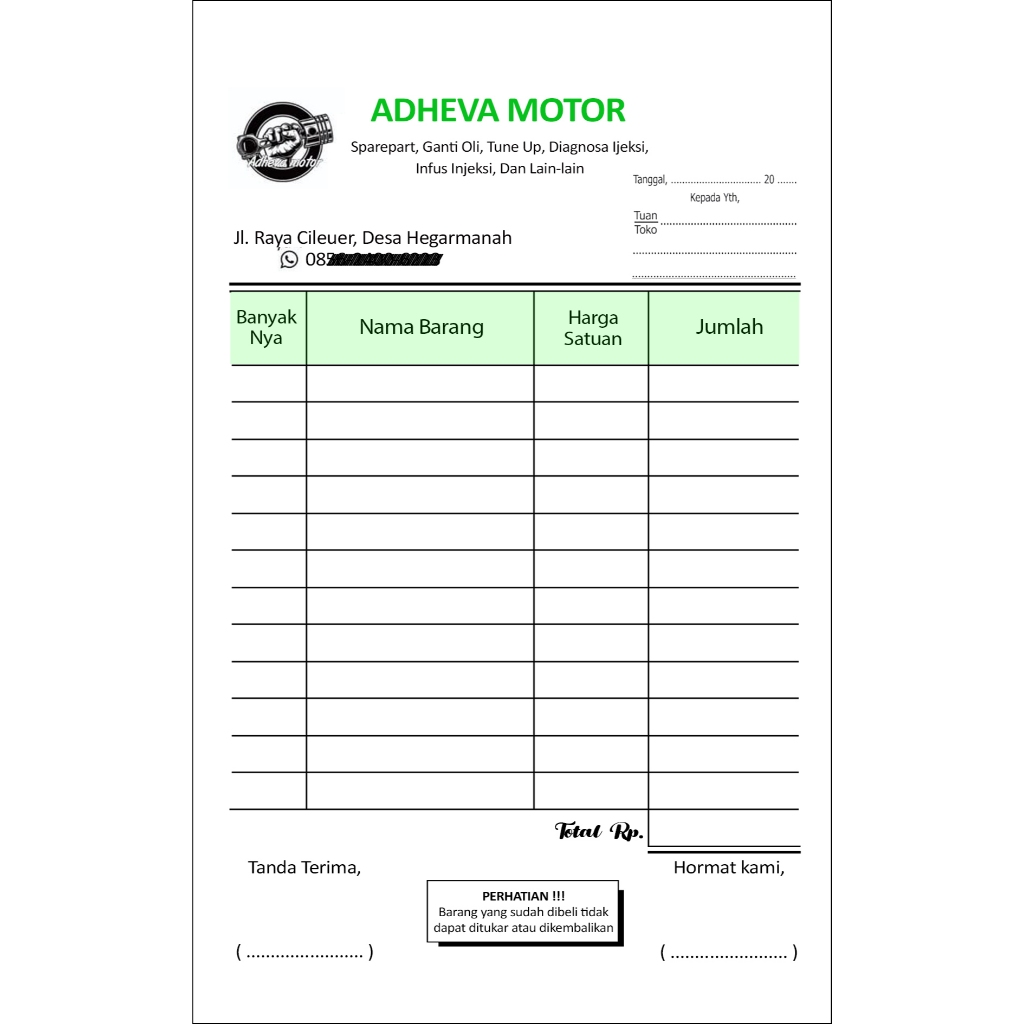 Jual Cetak Nota Bengkel Motor Custom I Cetak Nota Servis Motor | Shopee ...