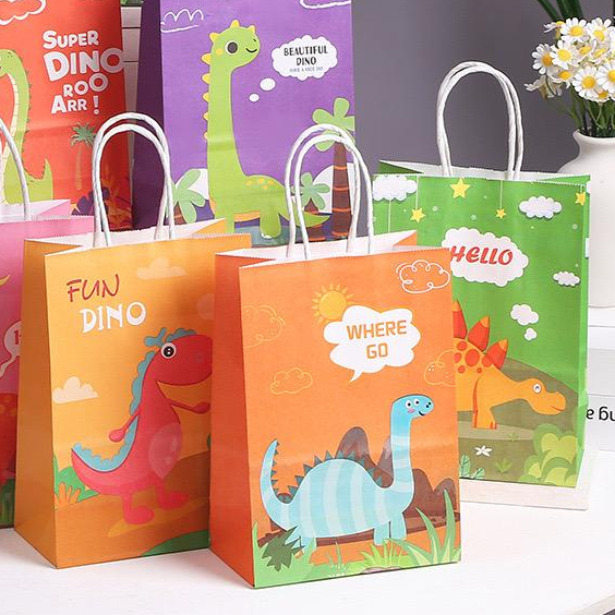 Jual Paper Bag Goodie Bag Souvenir Bag Tas Ultah Motif Dino (21x15x8cm ...