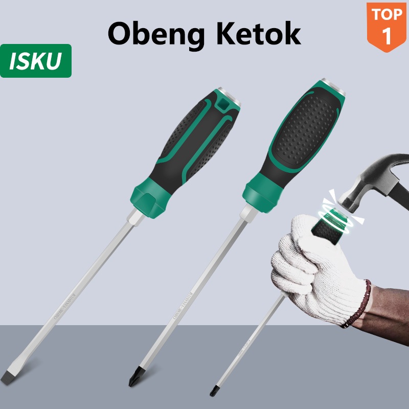 Jual ISKU Obeng Ketok Plus Minus Magnet 270mm / Go-Thru Punch Slotted ...