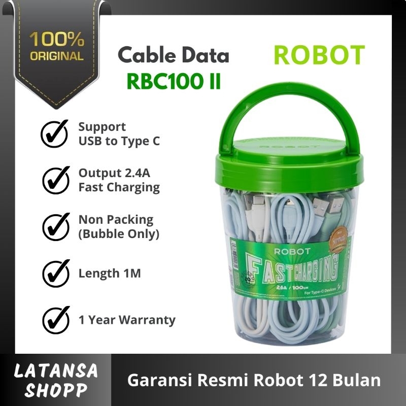 Jual ROBOT Kabel Data RBC100 II Type-C 2.4A Fast Charging Garansi Resmi ...
